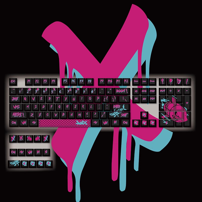League of Legends Jinx PBT Mechanical keyboard keycaps 123keys Cherry ...