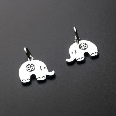 925 Sterling Silver TINY Om Elephant DIY Dangle Charm Pendant A2502 | eBay