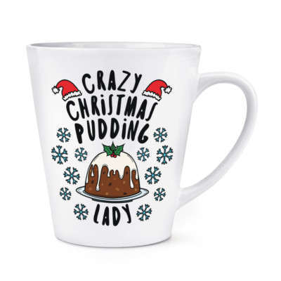Crazy Christmas Pudding Lady Snowflakes 12oz Latte Mug Cup - Funny ...