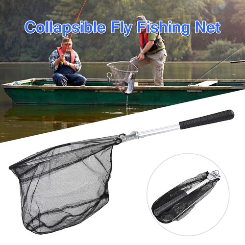 Folding Fish Landing Net Collapsible Triangular Fly Fishing Net Fish ...
