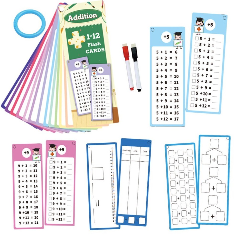 15PCS 15 cards Learning Flashcards Erasable Maths Table Cards for Kids ...