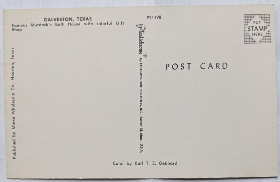 Galveston TX Texas Murdock's Bath House & Gift Shop Street View Vintage ...