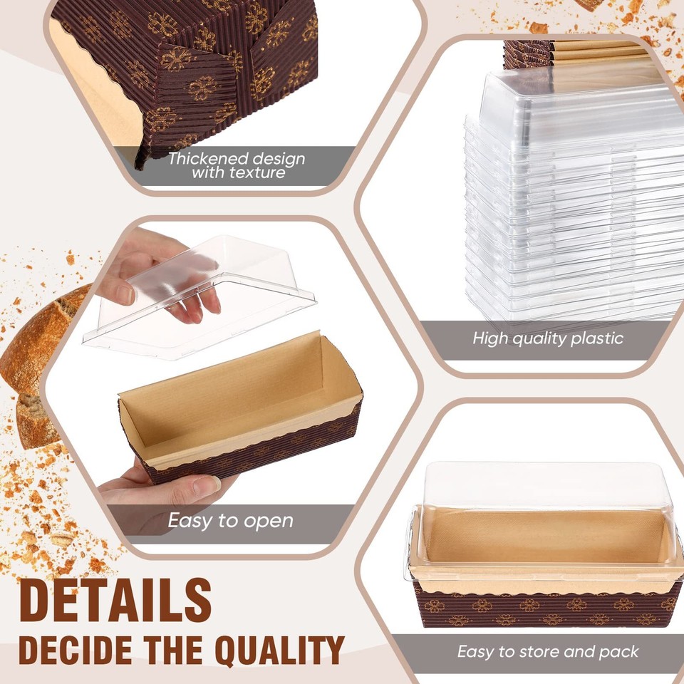 50 Pcs Paper Loaf Pan Disposable Paper Baking Pan With Lids Disposable ...