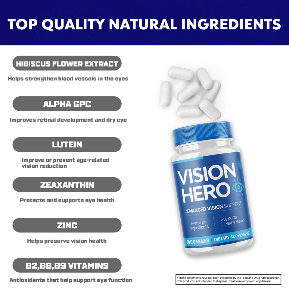 Vision Hero Eye Pills, VisionHero Eye Supplement for Vision Health (60 ...