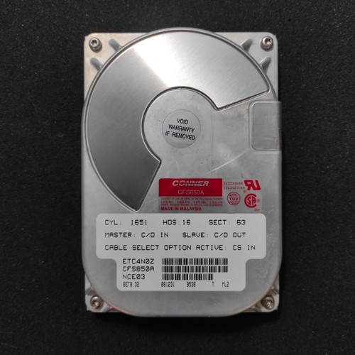 Conner CFS850A 850MB 3600RPM IDE 3.5" Vintage Retro Hard Drive HDD ...