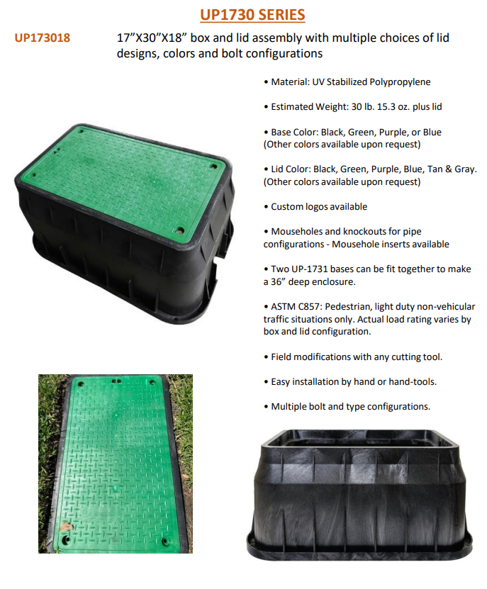 HDPE Plastic Vault 17x30x18 Utilities Handhole, Pedestrian Rated - 100 ...