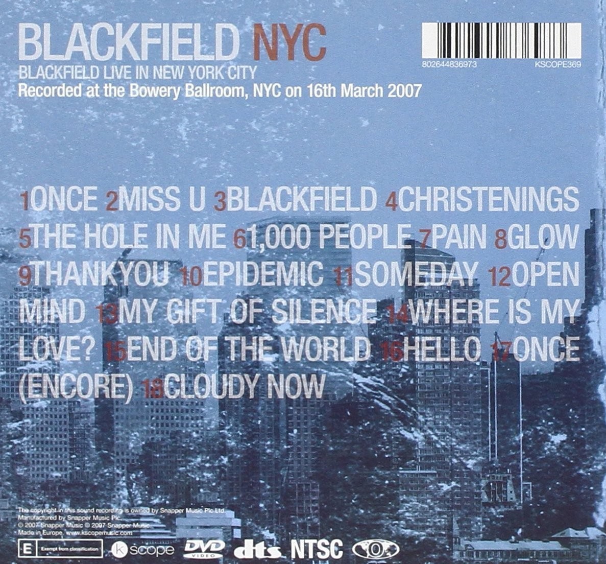 Nyc: Live in New York City by Blackfield (CD & DVD, 2016) for sale ...