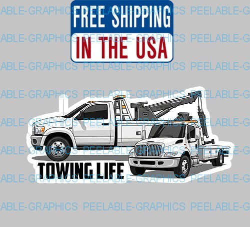 Towing Life Tow Truck Vinyl Decal Sticker Tower Car auto Vehicle ...
