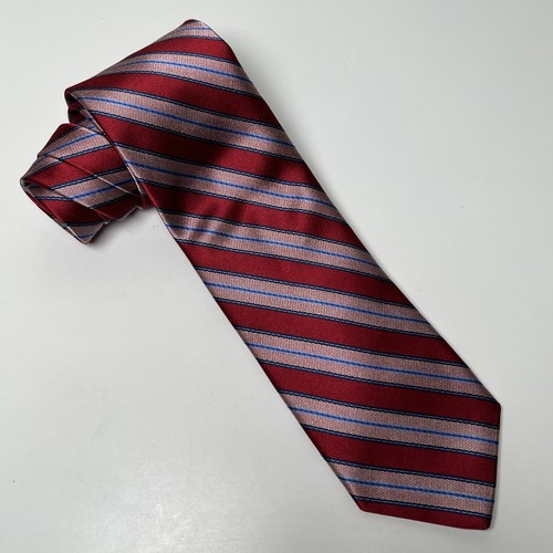 Robert Talbot Best Of Class Mens Silk Blend Tie Red Pink Blue Stripe ...