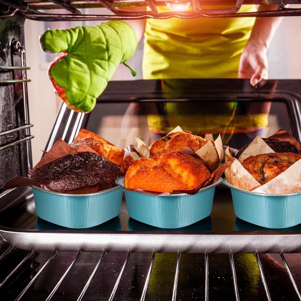 Aluminum Foil Cake Pan Heart Shaped Cupcake Cup with Lids 100 ml/ 3.4 ...