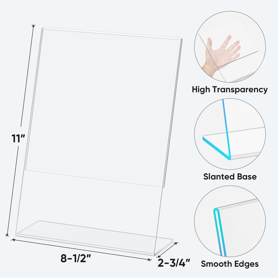 8.5 x 11 Acrylic Sign Holder L Shape Clear Sign Holder Stand for ...
