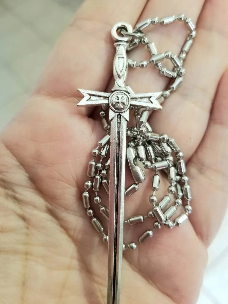 Knights Templar Necklace Templar Sword Pendant Oak Island Medieval ...