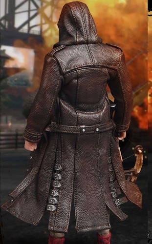 1/12 Scale Brown Hooded Coat Leather Jacket for 6" Action Figure Body ...