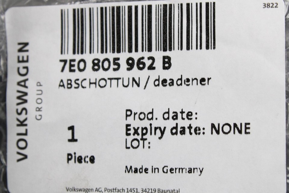 Genuine VW Transporter 2010-on noise insulation plate (lower front ...