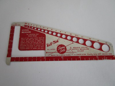 Vintage Susan Bates Knit-Chek Knitting Needle Gauge Stitch Measure ...