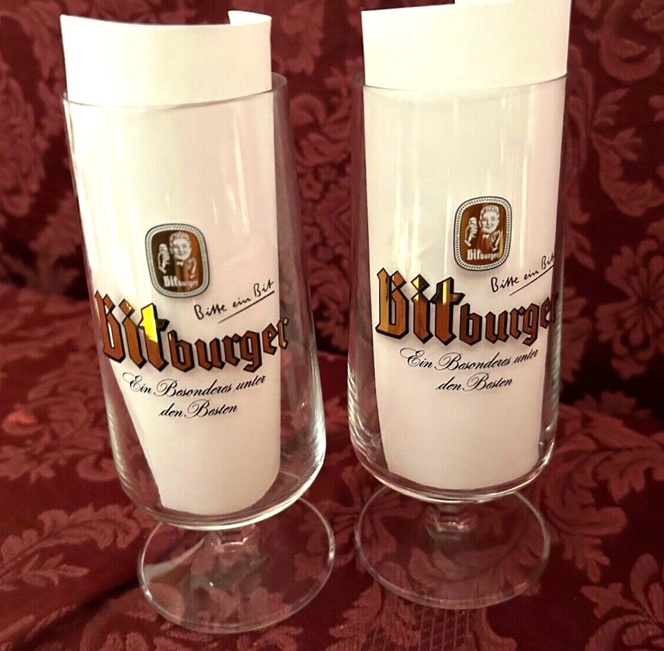 ( 2 ) Bitburger Pils German Stemmed Beer Glasses ~ 0.3 Liter WS ~ 6.5 ...