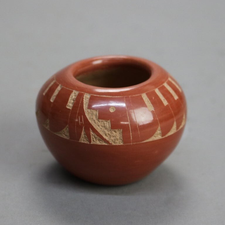 Two Southwestern Native American Redware Pueblo Pottery Signed Bowls ...