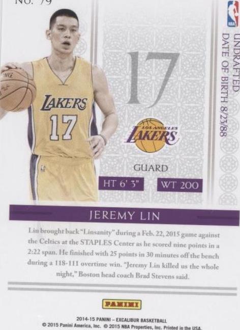 2014-15 Panini Excalibur - Jeremy Lin #79 for sale | eBay