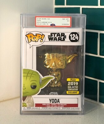 Funko POP! Star Wars -Yoda Gold Chrome #124. Galactic Con 2019. Graded ...