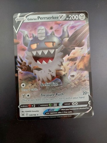 Galarian Perrserker V 129/196 pokemon card | eBay Australia