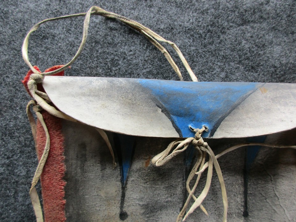 NATIVE AMERICAN PARFLECHE BAG, INDIAN RAWHIDE PAINTED DOCUMENT POUCH ...