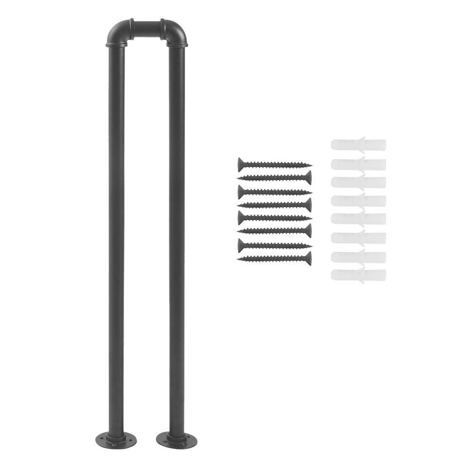 Retro Matte Black Stair Handrail Safety Non-Slip U-Shaped Support ...