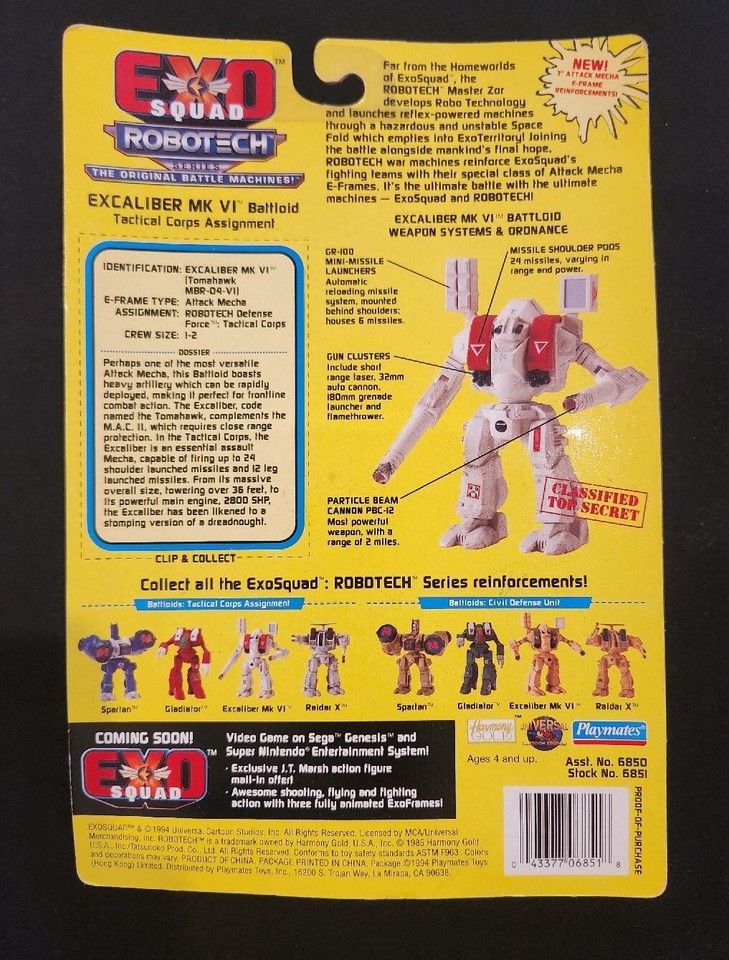 Exo Squad Robotech Series Excalibur MK VI Battloid Battle Machines ...