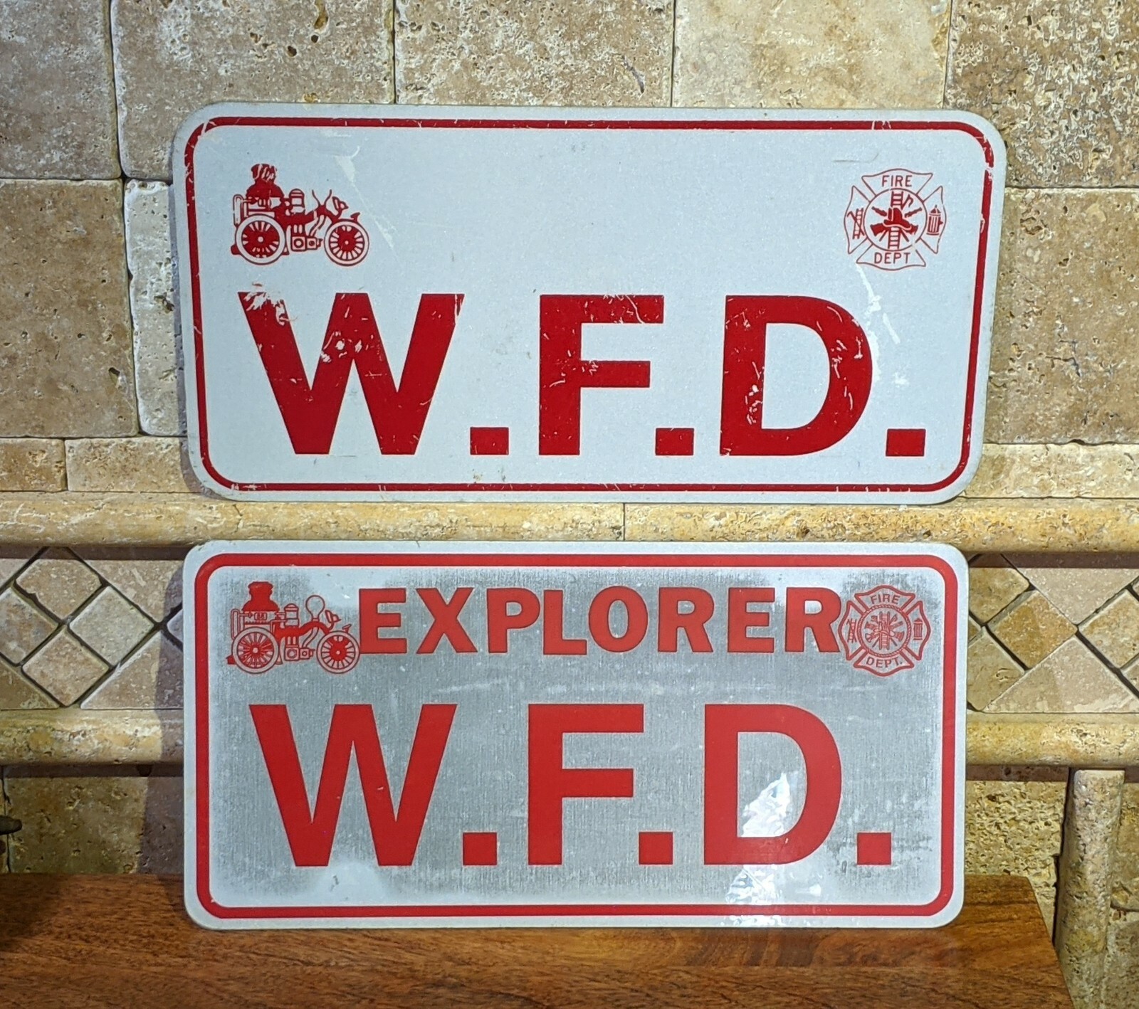 Vintage Lot of 2 WFD Fire Department Booster License Plates Weston ...