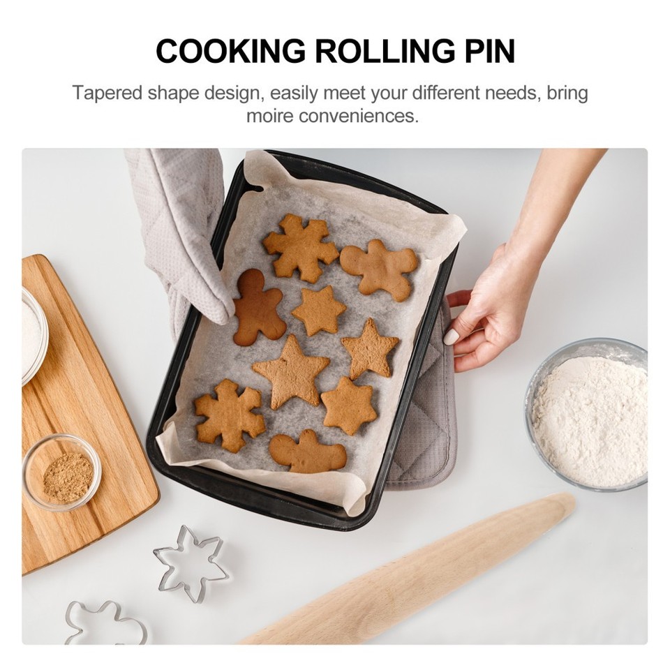 Beech Wooden Tapered Rolling Pin Roller for Baking Fondant Pie Crust ...