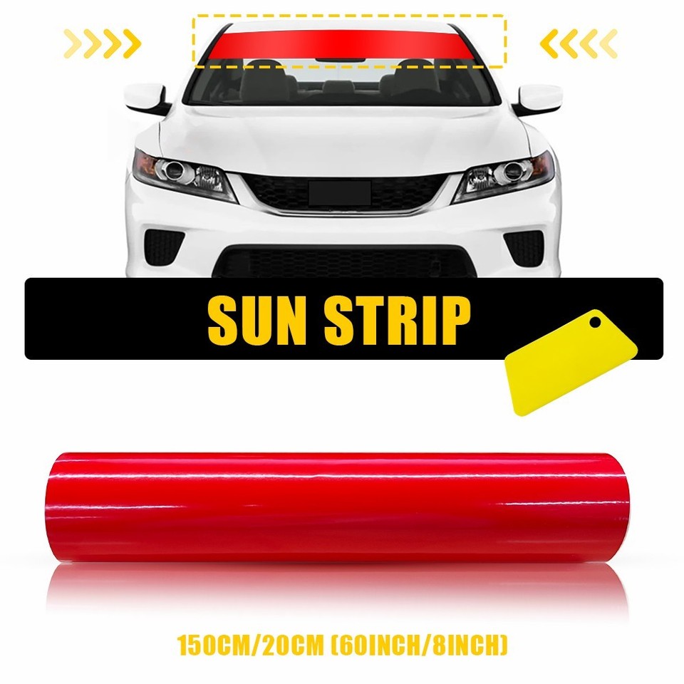 Universal Windshield Banner Black/White/Red Decal Vinyl Sun Strip ...