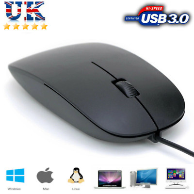 Wired USB Optical Mouse For Pc Acer Laptop Computer Scroll Wheel Black ...