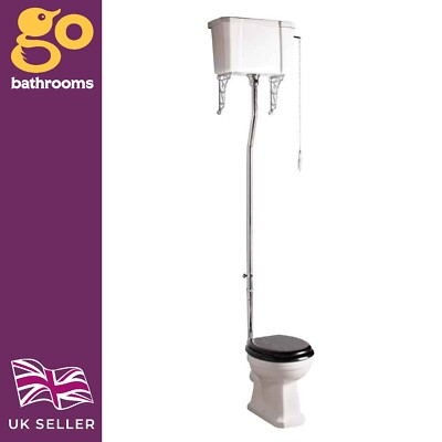 Traditional High Level Toilet Pan High Rise Cistern Chrome Brackets ...