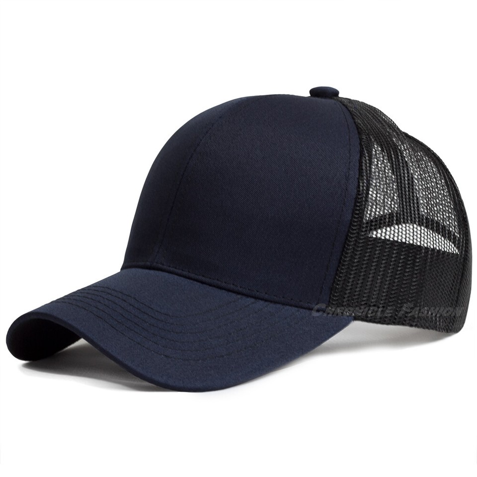 Trucker Hat Mesh Back Snapback Baseball Cap Plain Solid Visor Blank ...