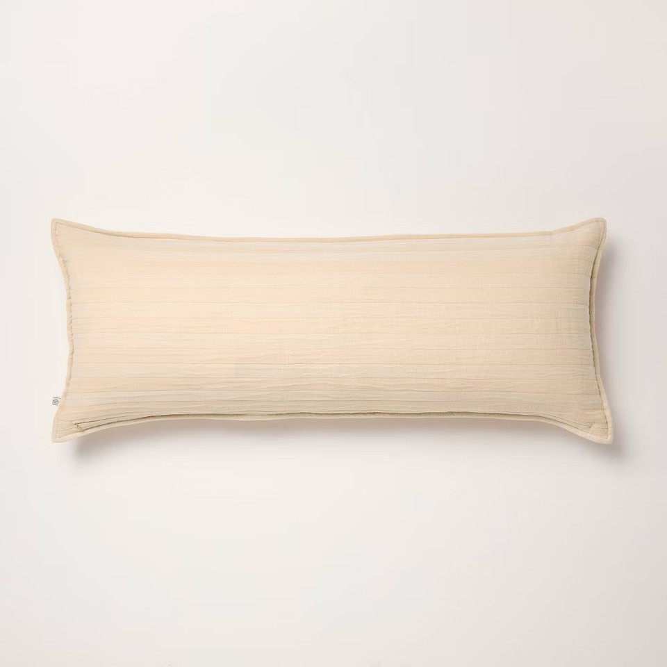14"x36" Tonal Stripe Oblong Throw Pillow Tan - Hearth & Hand with | eBay