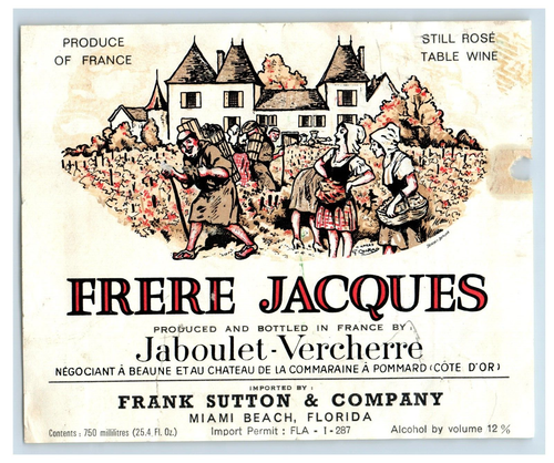 Vintage Frere Jacques Wine Label S78E | eBay