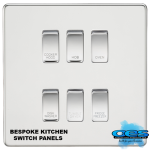 BESPOKE 6 GANG GRIDSWITCH KITCHEN SWITCH PANEL POLISHED CHROME ...