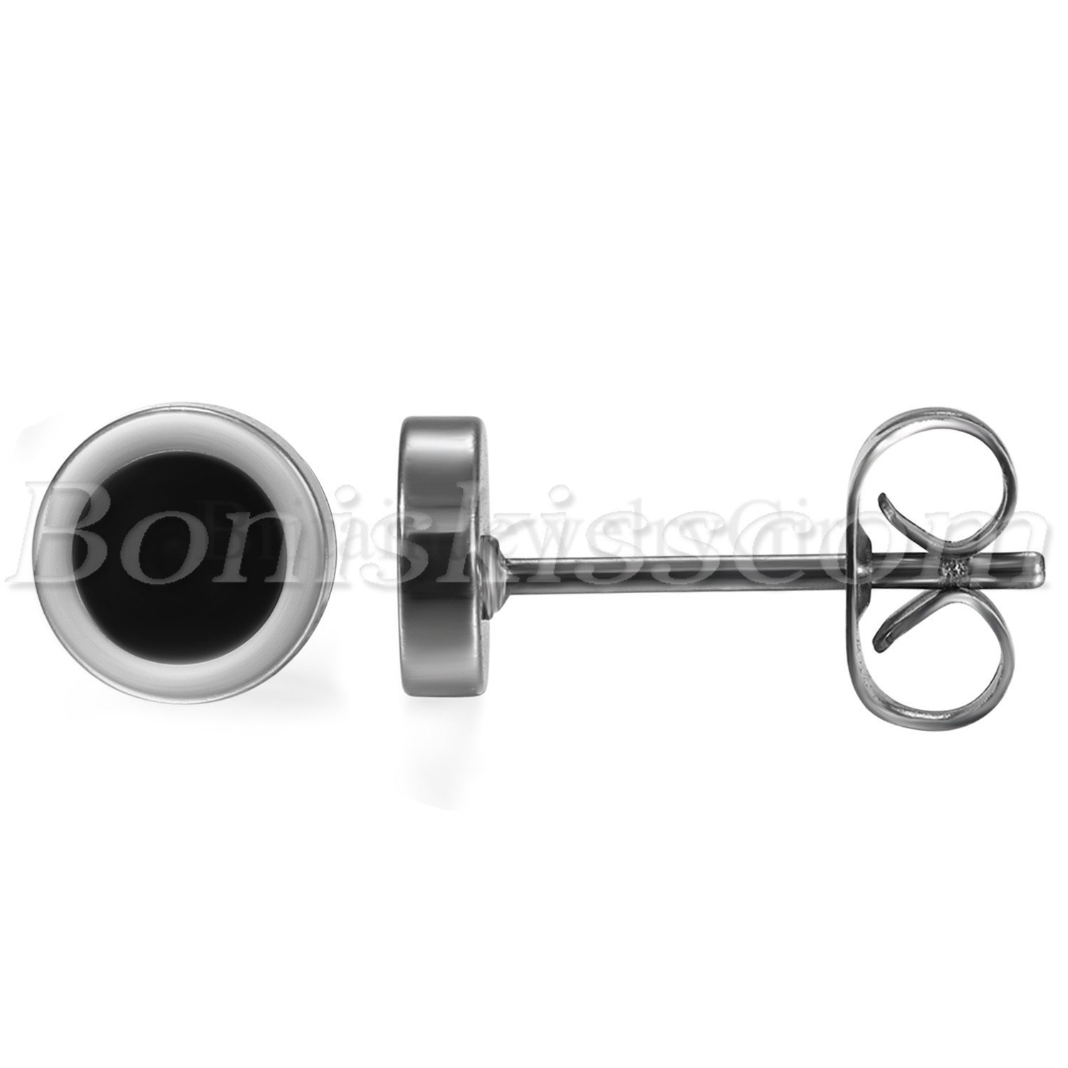 2pcs 10mm Men Women Stainless Steel Round Screw Back Ear Plugs Studs ...