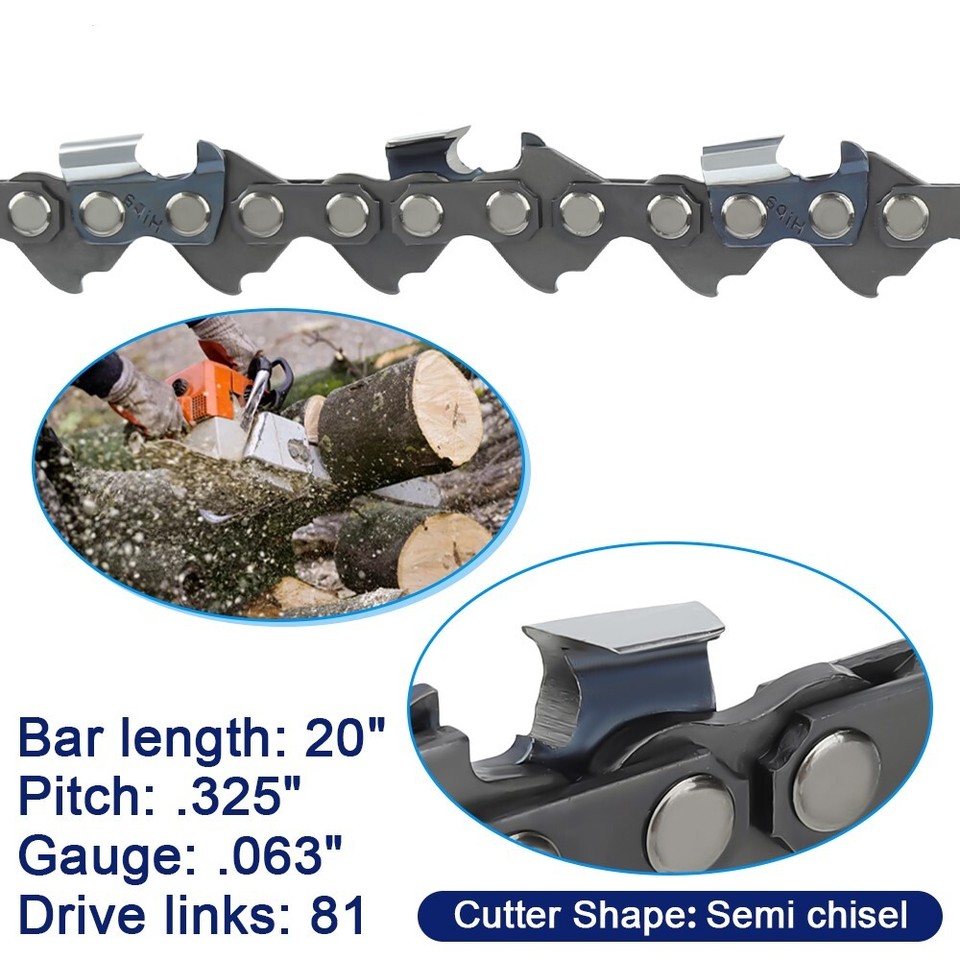 2 Pack Chainsaw Chain Semi Chisel 20 Inch .063 .325 81DL Fits MS290 ...