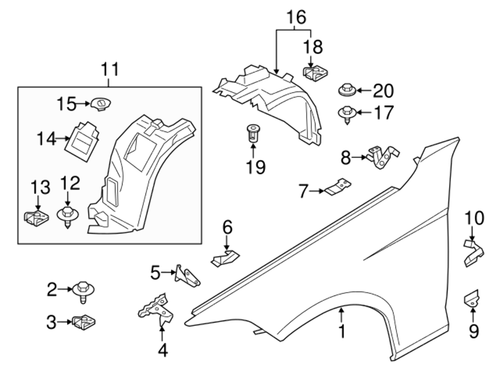 BMW OEM 13-15 X1-fender Upper Bracket Right 41002992910 for sale online ...