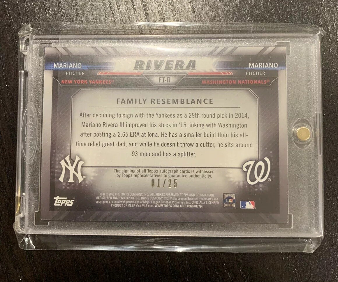 2016 BOWMAN FAMILY TREE MARIANO RIVERA & SON RC DUO AUTO YANKEES RARE ...