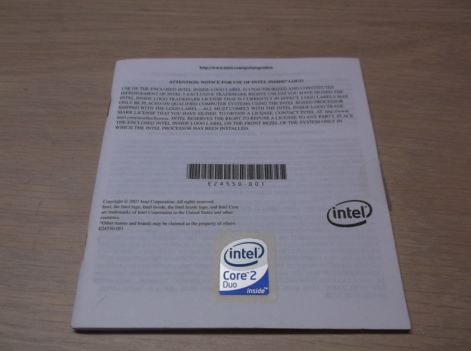 Intel Core 2 Duo Processor Installation Instruction & Logo Label | eBay