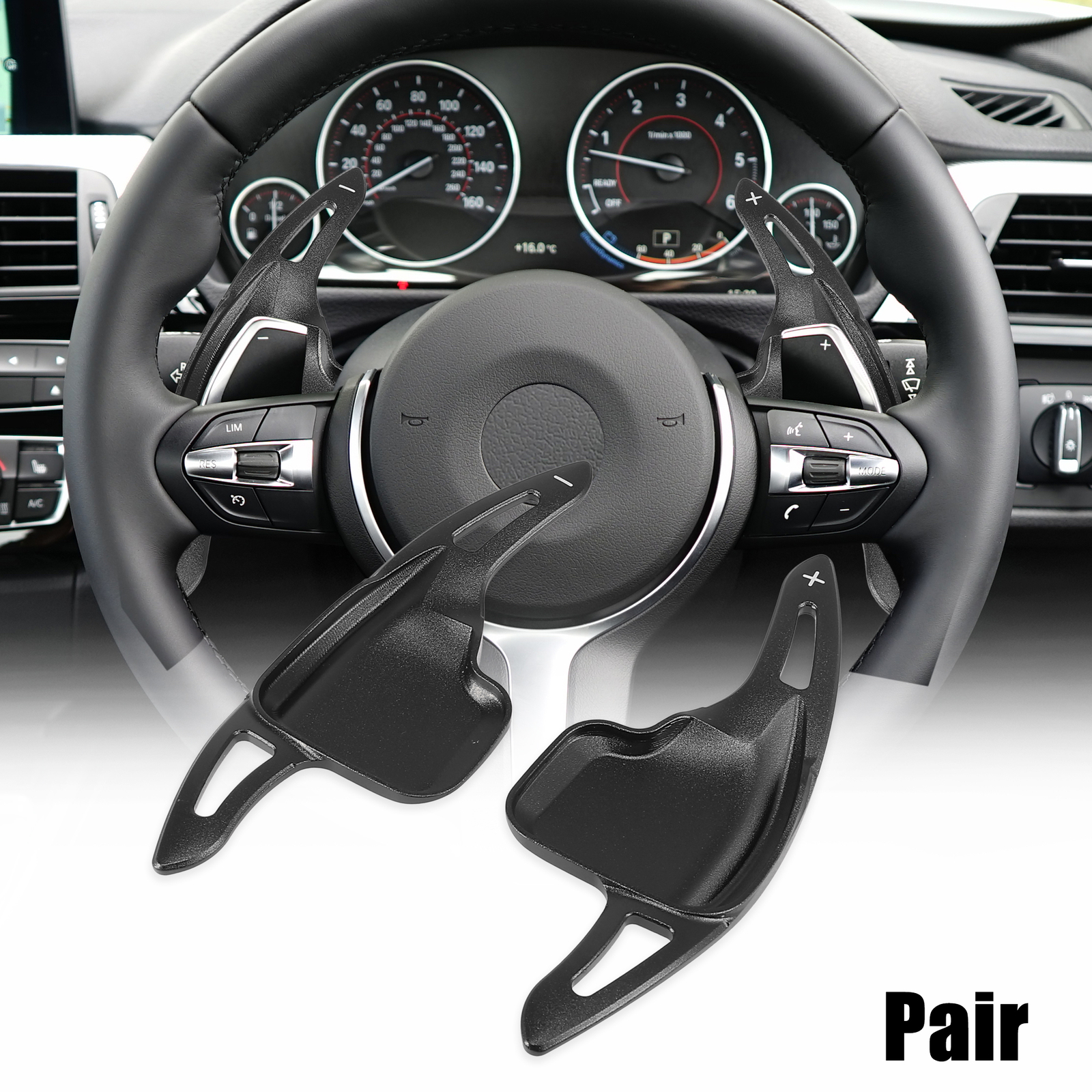 Pair Black Steering Wheel Shift Paddle Shifter Extend Cover for BMW ...