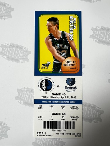 2005 Memphis Grizzlies Dallas Mavericks Ticket 4/11/05 Dirk Nowitzki 19 ...