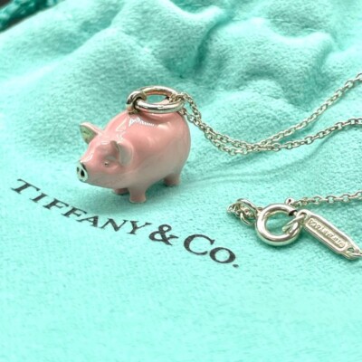 RARE Tiffany & Co Silver 925 Pink Pig Charm Necklace | eBay