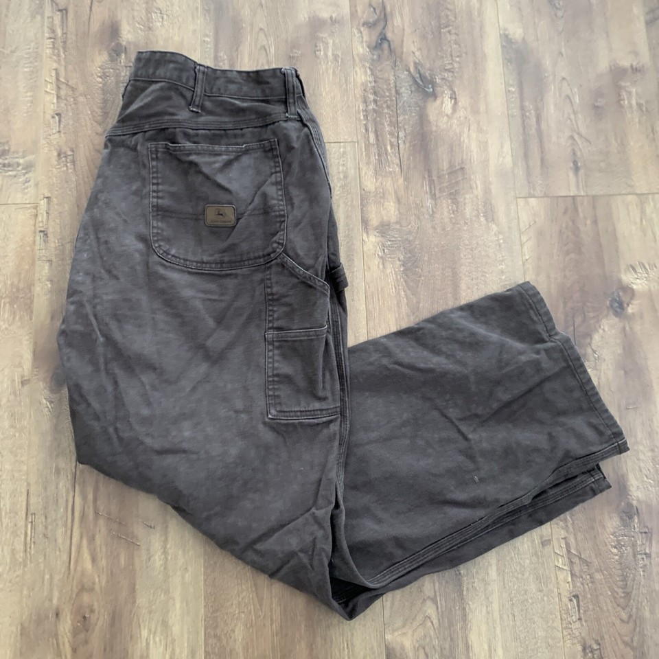 John Deere 100% Cotton Carpenter Brown Work Farm Chore Pants Men's Size ...