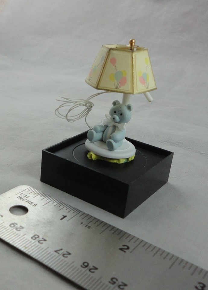 1:12th Scale Blue Teddy Bear Lamp (Wired for light) for Miniature ...