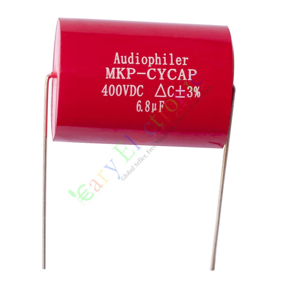 20pc MKP 400V 6.8uf Red long copper leads Axial Electrolytic Capacitor ...