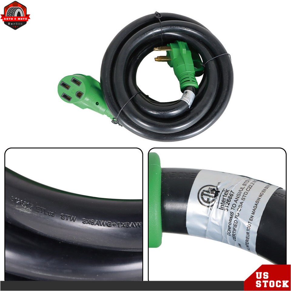 50A RV Power Extension Cord 15/25/30/50FT with LED Light 125/250V NEMA ...