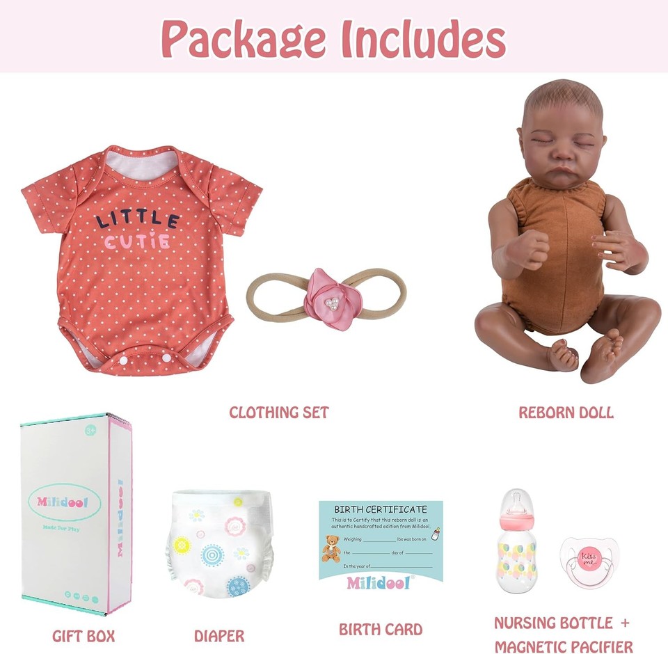 Milidool Reborn Baby Doll Black Girl – 18-Inch Realistic Lifelike ...