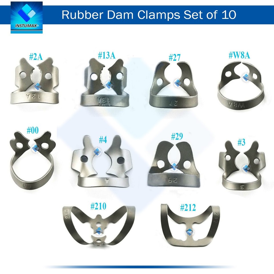 Brinker Rubber Dam Clamps – Set of 6 Universal Dental with Stokes Clamp ...